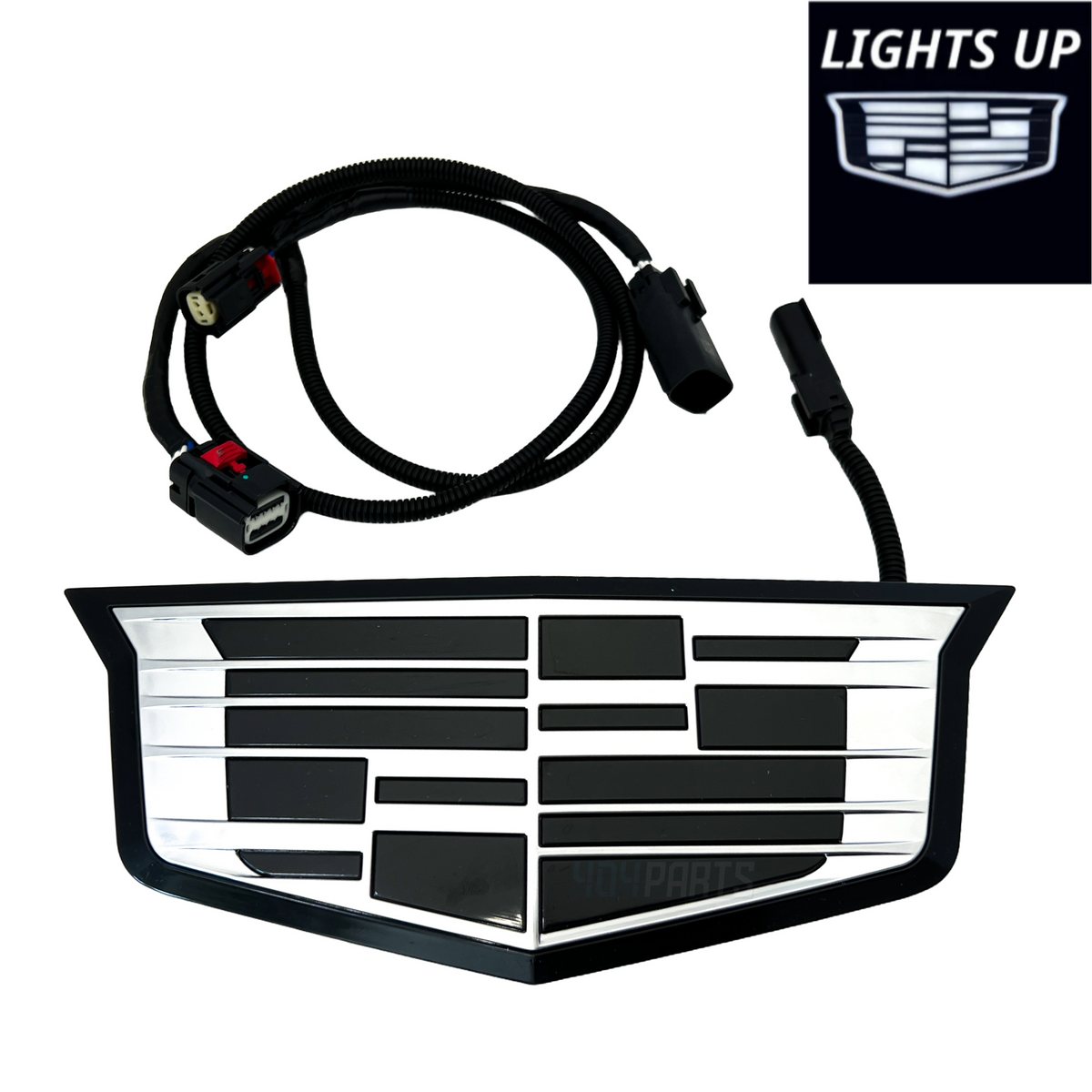 2021–2024 Cadillac Escalade Illuminated Black Monochrome Front Emblem ...